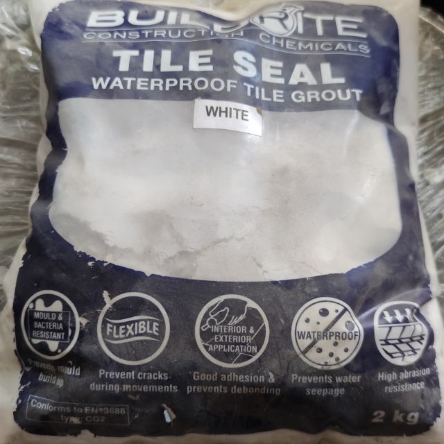 Buildrite White Tile Seal Waterproof Tile Grout 2KG (Mold & Bacteria ...