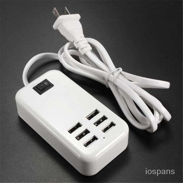6 Port USB Hub Desktop Wall 30W Charger AC Adapter Slot Charging ...