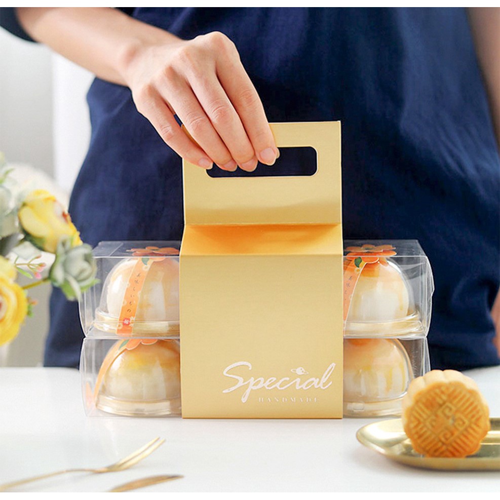 Baking Box Portable Gold 6 Cavity 63-80g Mooncake Box Daifuku Tart Box ...