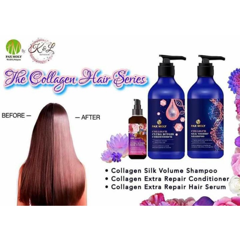 Paxmoly Collagen shampoo, conditioner & serum hair set | Shopee Philippines
