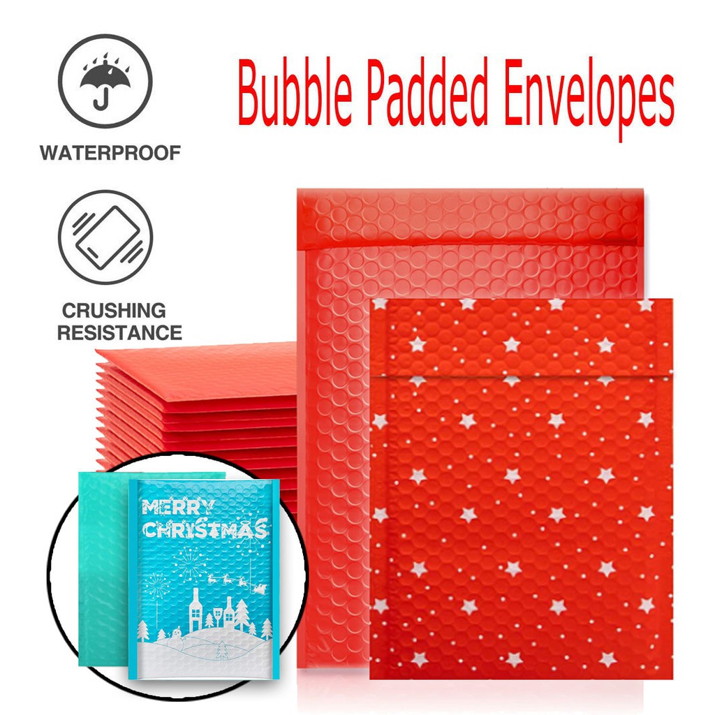 5PCS | Red | Green Bubble Mailer Plastic Padded Envelope Shipping Bag ...