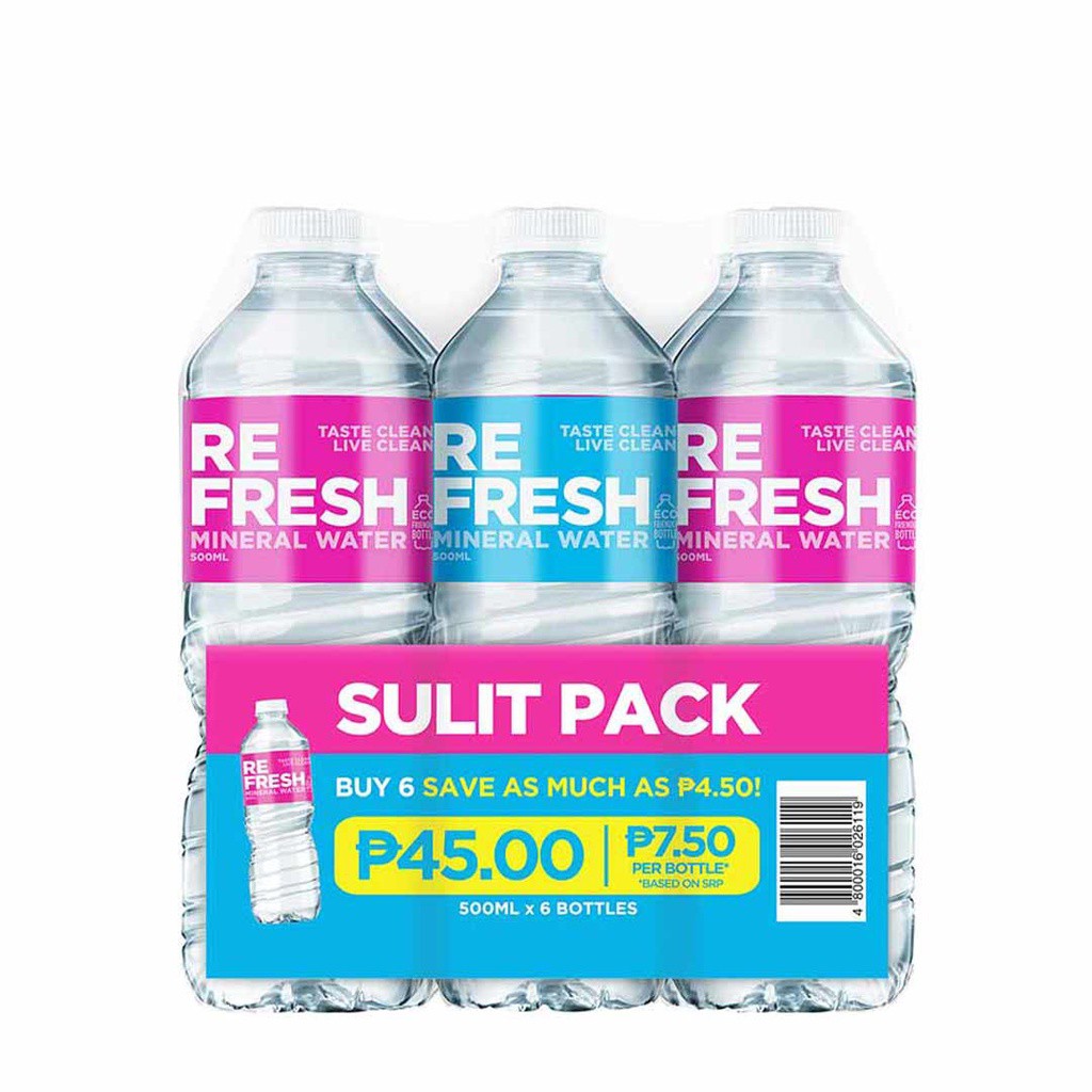 Refresh Mineral Water Sulit Pack 500mL Pack of 6 | Shopee Philippines