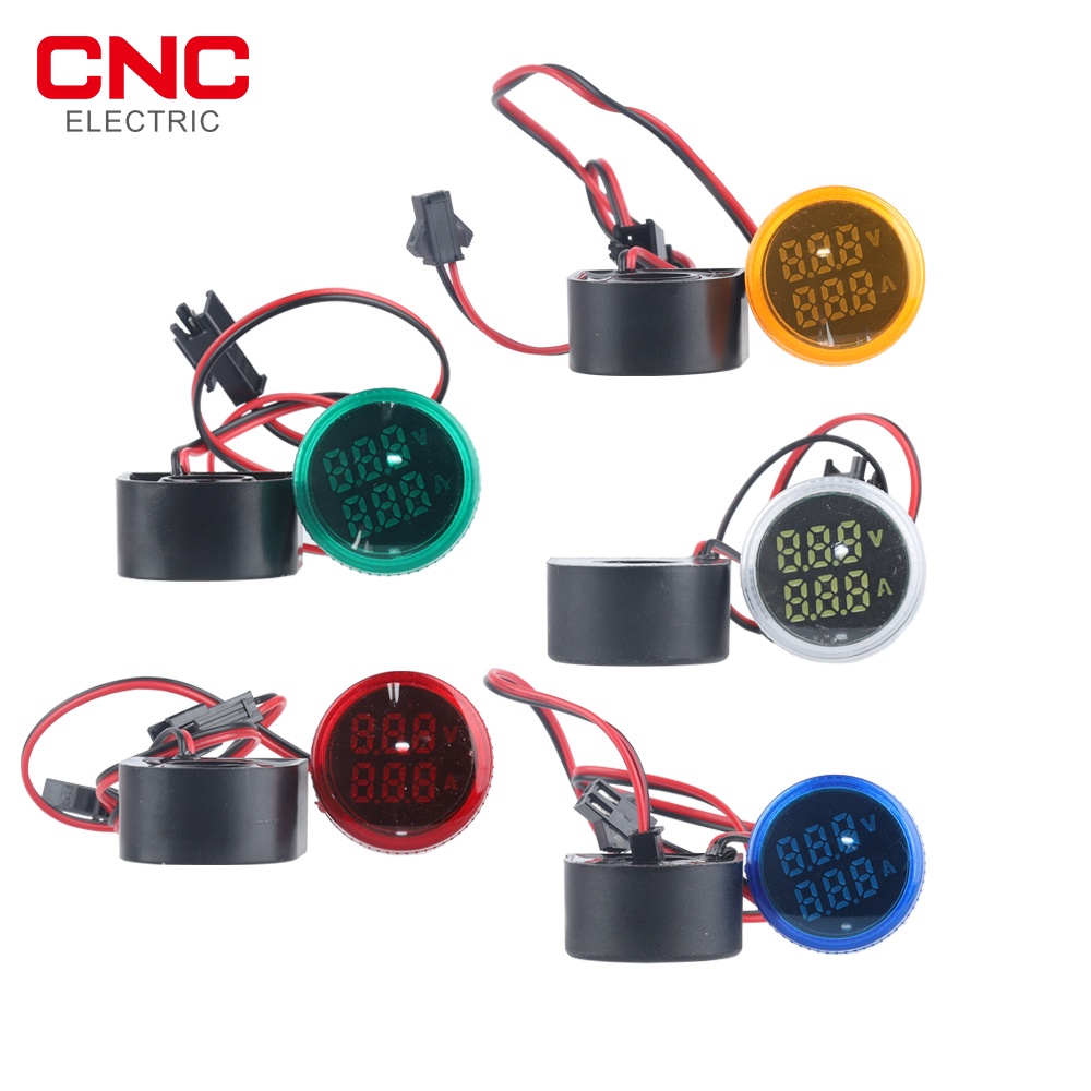 CNC Round Mini Digital Voltmeter Ammeter 22mm AC 50-500V 0-100A Volt ...