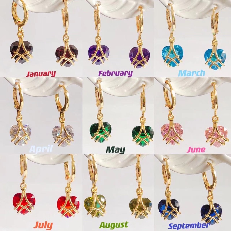 fashion jewelry 24k Bangkok plated cubic zirconia birthstone heart ...