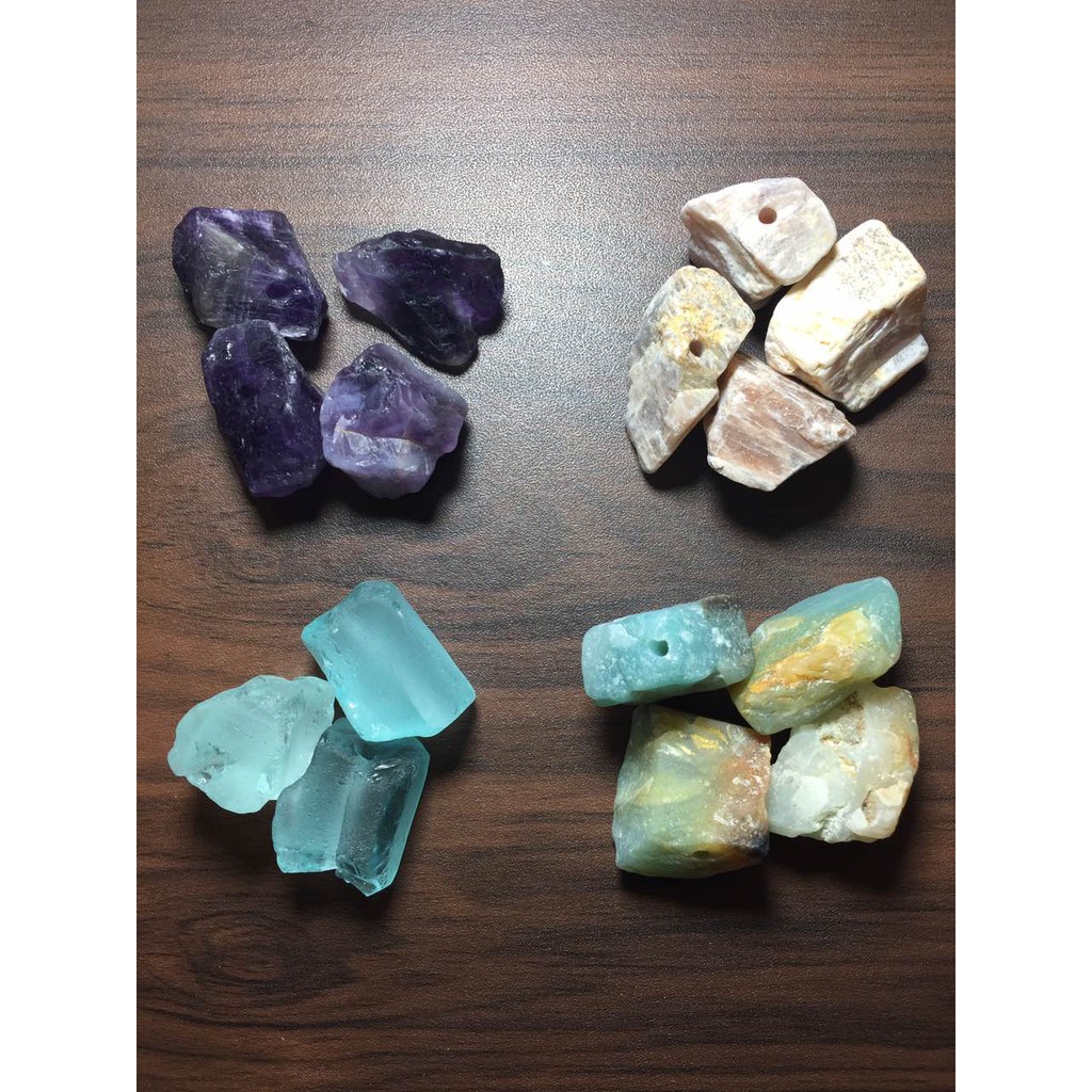 Raw Stones Sunstone, Deep Purple Amethyst, Amazonite, Fluorite, Red ...