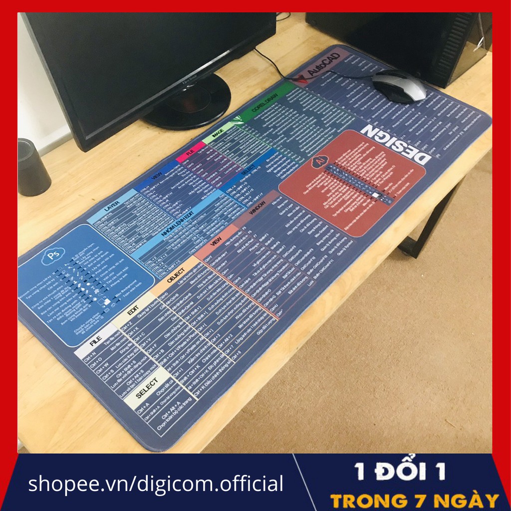 Office Photoshop Autocad Vietnameseized mouse pad, mouse pad, shortcut ...