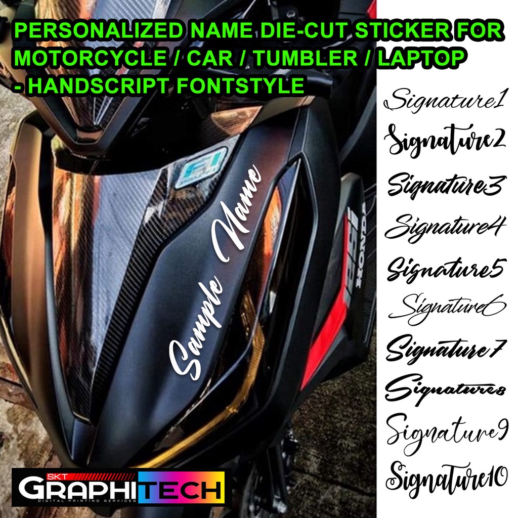 PERSONALIZED NAME DIE-CUT STICKER FOR MOTORCYCLE / CAR / TUMBLER ...