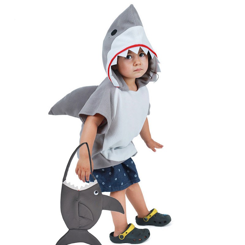 COD Cute Baby Shark Jumpsuit With Cartoon Shark Bag Kids Ocean Shark ...