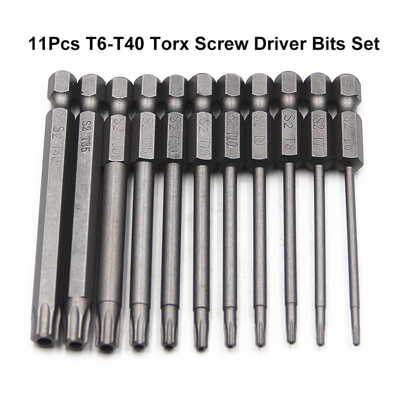 11 Pcs 1/4" Hex Driver Bits Screw Driver Bits Magnetic Tamper Proof ...