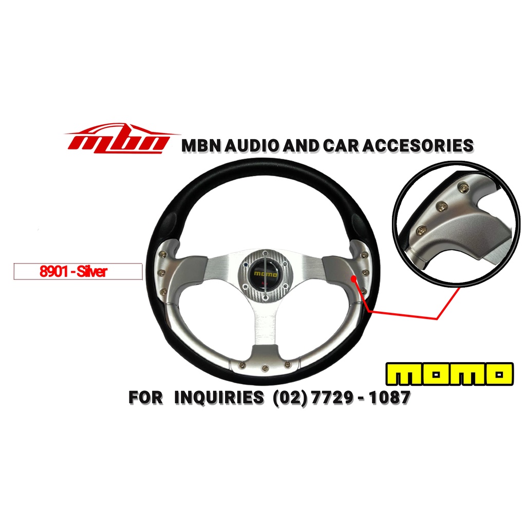 Momo Racing Sport Steering Wheel 8901 Silver | Shopee Philippines