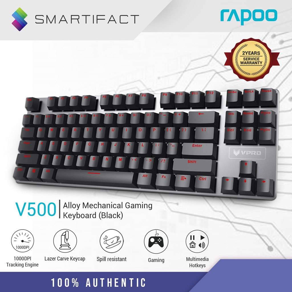 Rapoo V500 Alloy Mechanical Gaming Keyboard Lifecycle:50 Million Key ...