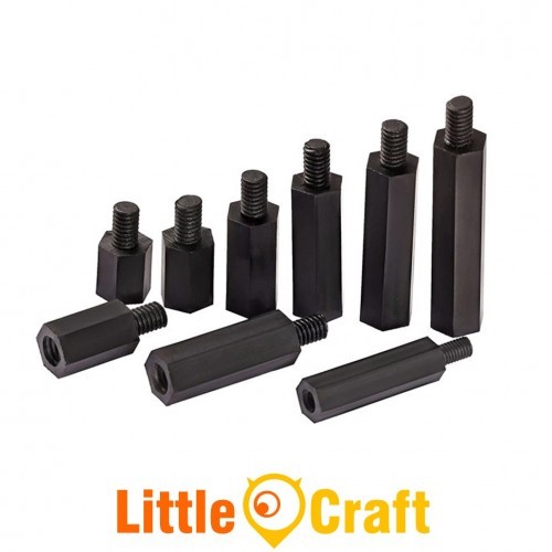 Nylon PCB Standoffs Hexagon Spacers M3 Male x M3 Female Black (5pcs ...