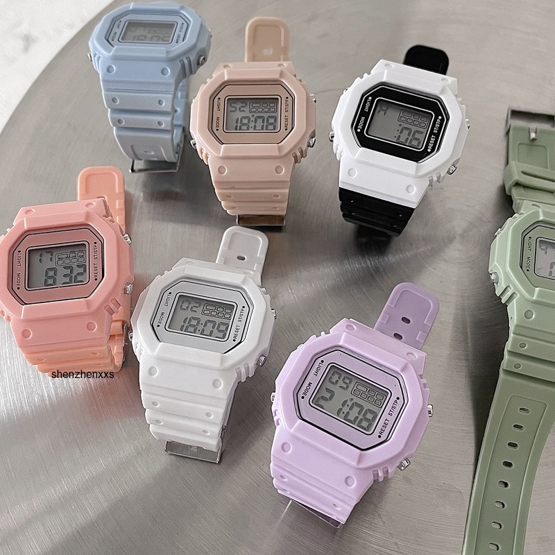 Square Digital Watch Women Girls Silicone Digital Watches Fashion ...