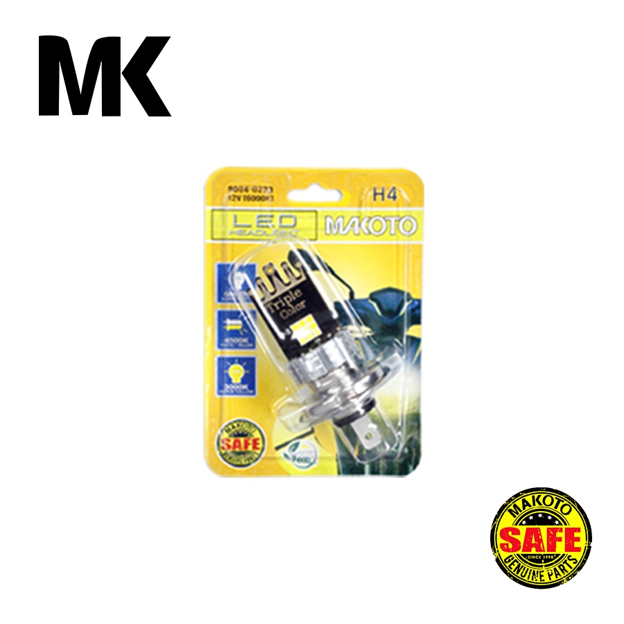 Makoto Tri-Led Bulb Headlight (h4) 3-color | Shopee Philippines