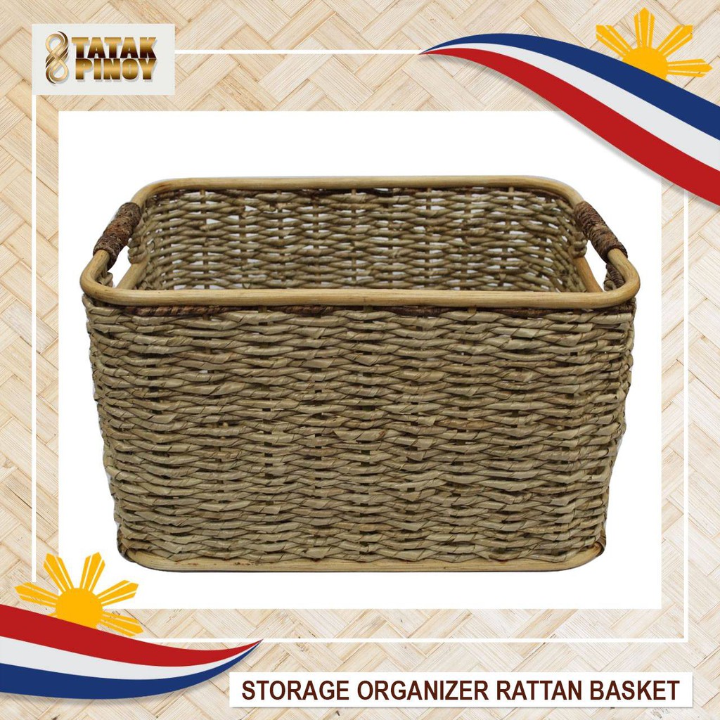 TATAK PINOY Rattan Basket Storage Baskets Shelf Organizer Container ...