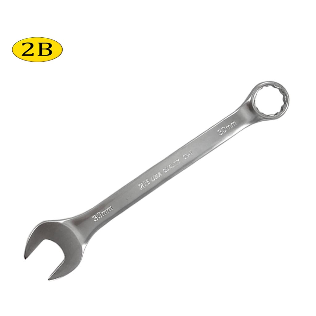 2B 30mm Combination Spanner Wrench Open End Ring Fixed Head Long Matte ...