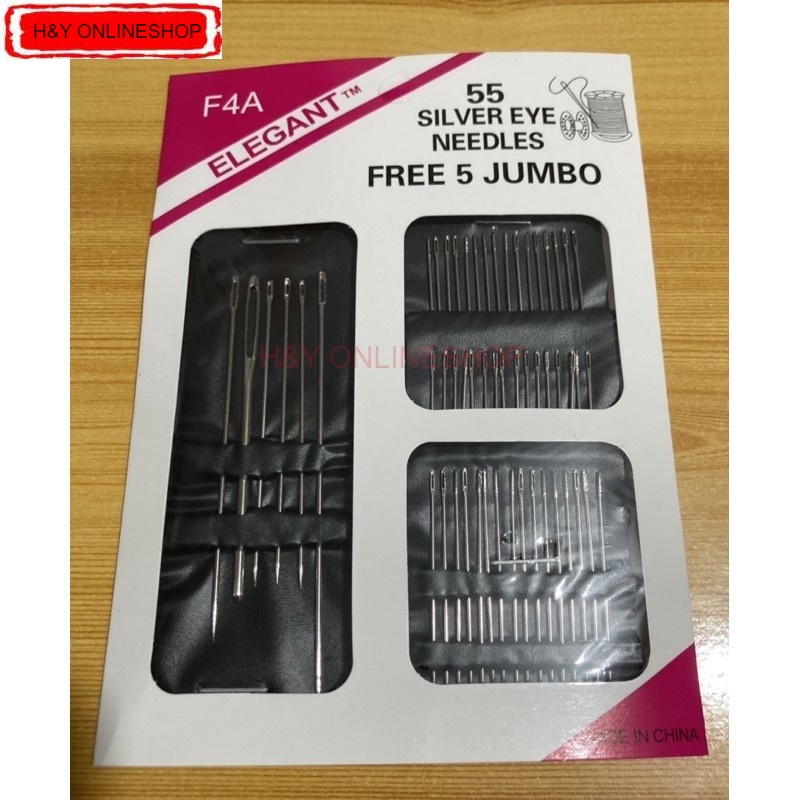 ELEGANT Sewing Needles Assorted sizes 60 SILVER EYE NEEDLES FREE 5 ...