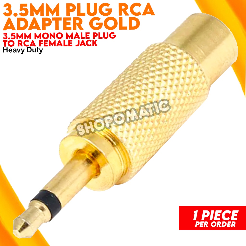 🟧 Gold 3.5mm Mono Plug to RCA Jack Audio Adaptor RF Coaxial Connector 🟧 ...