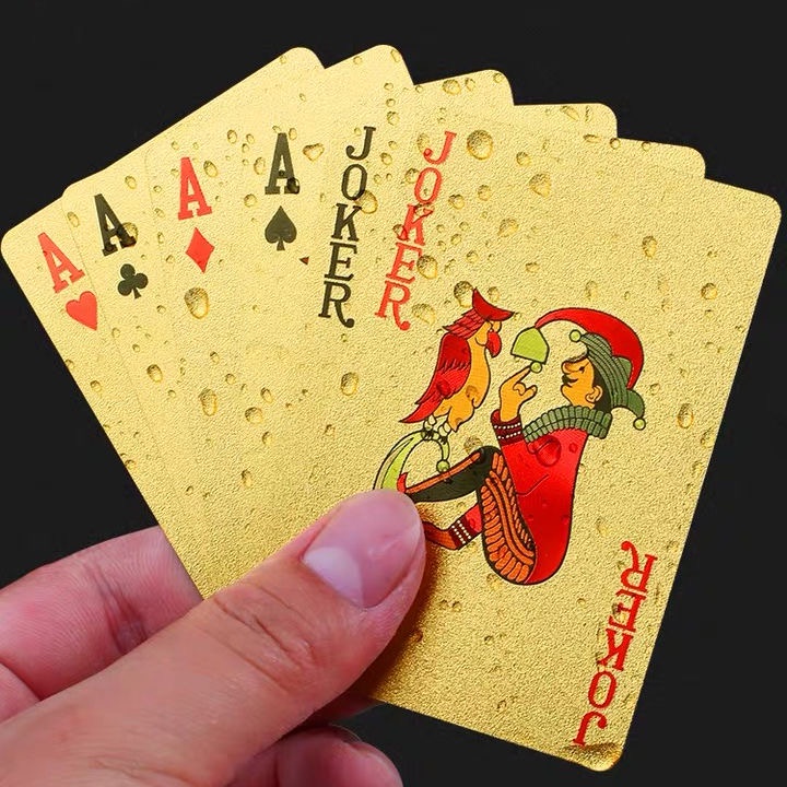 Gold Foil Plastic Poker PVC Waterproof Metal Playing Cards Magic Toys ...