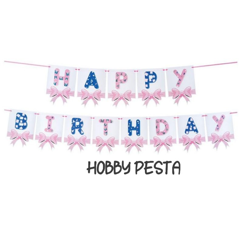 HAPPY BIRTHDAY BANNER WITH RIBBON MOTIF HBD BANNER WITH RIBBON MOTIF ...