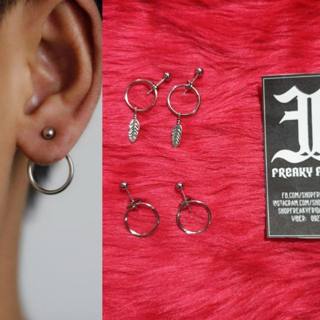 STAINLESS Punk Ring Ear Studs punk rock goth emo | Shopee Philippines