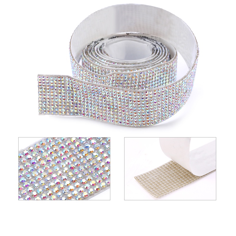 Self-adhesive Rhinestones Trim Glitter Crystal Ribbon Strass Tape Chain ...
