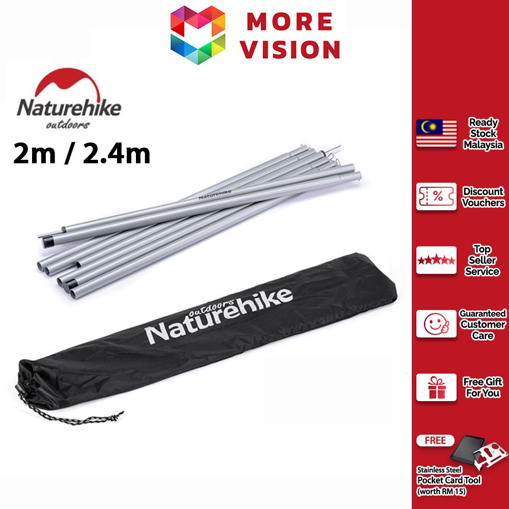 2 Units Naturehike 2m 2.4m Camping Flysheet Outdoor Stand Pole ...