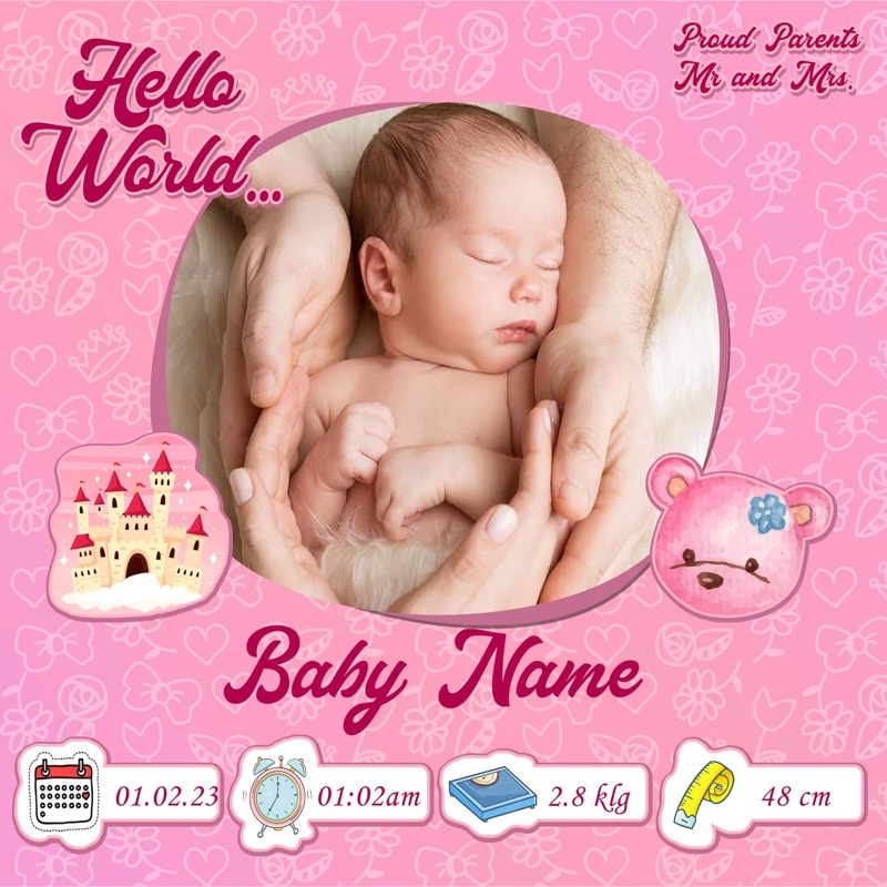 PERSONALIZED SINTRA BABY BIRTH INFO/MILESTONE BOARD FLAT TYPE AND 2D ...