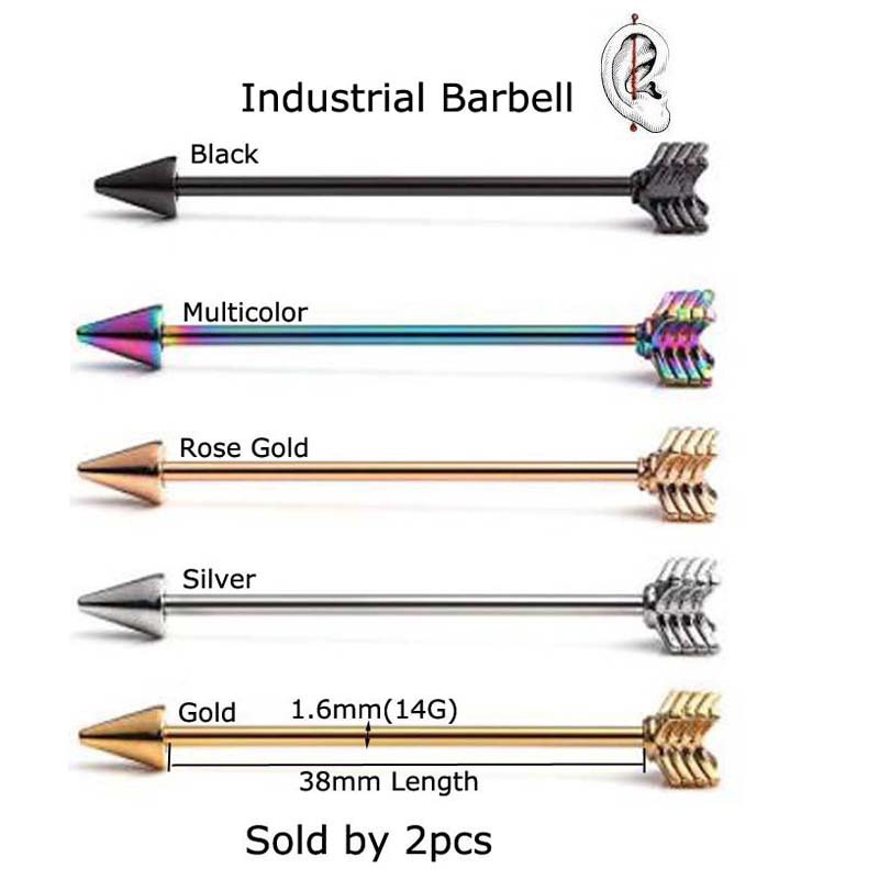 2pcs Stainless Steel Industrial Barbell Ear Piercings 14G | Shopee ...