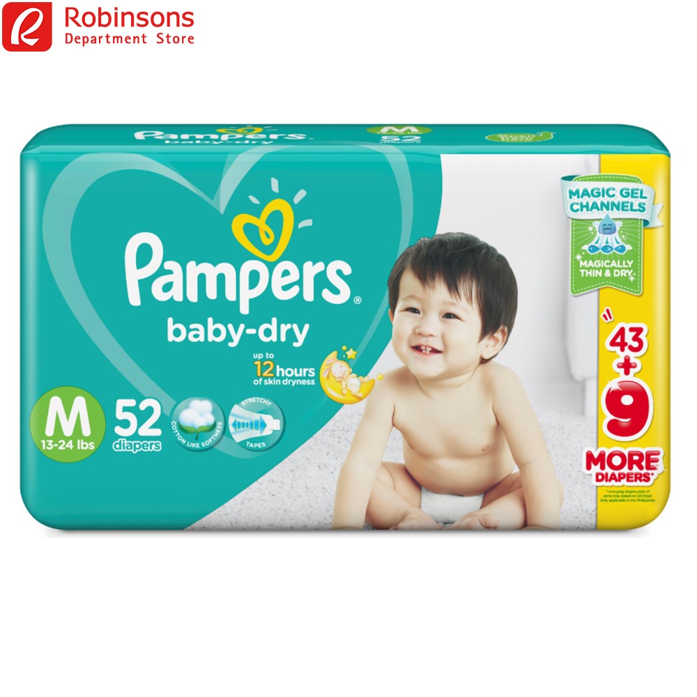 Pampers Baby Dry Taped Jumbo Medium 52s | Shopee Philippines