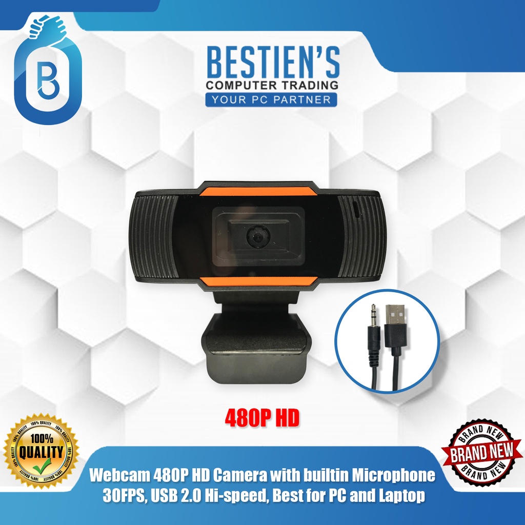 Webcam 480P HD Camera with builtin Microphone, 480p, 30FPS, USB 2.0 Hi ...