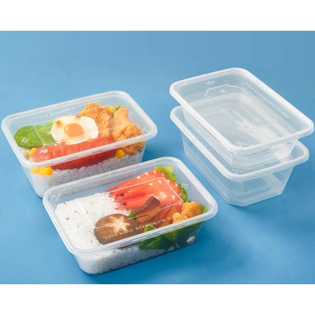 10pcs rectangle Microwavable Food Container disposable Plastic tub 500ml 650ml 750ml 1000ml Shopee Philippines