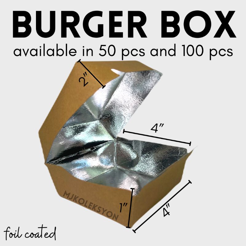 50pcs Burger Box Clamshell Sandwich Takoyaki Container Foil Coated ...