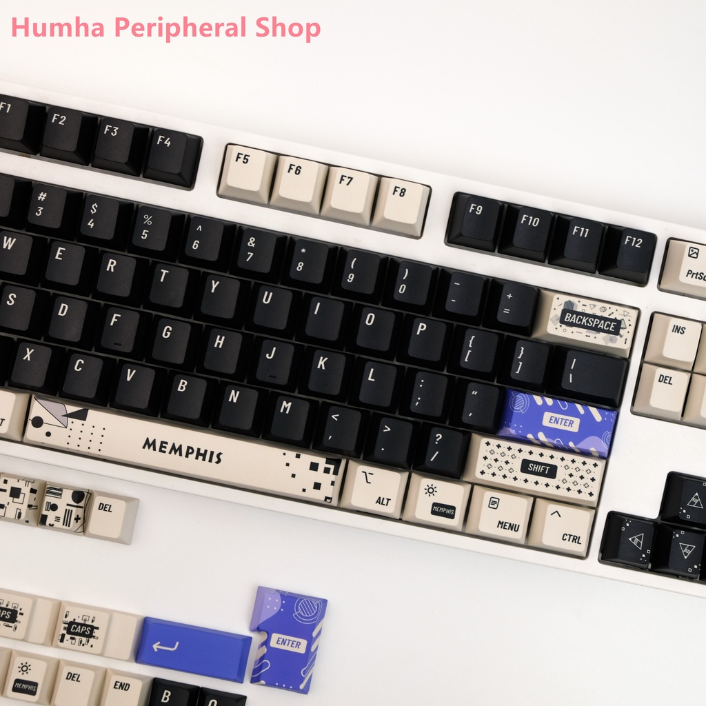 Humha Memphis keycap 140 keys PBT material Dye-Sublimation Cherry profile Mechanical Keyboard ...