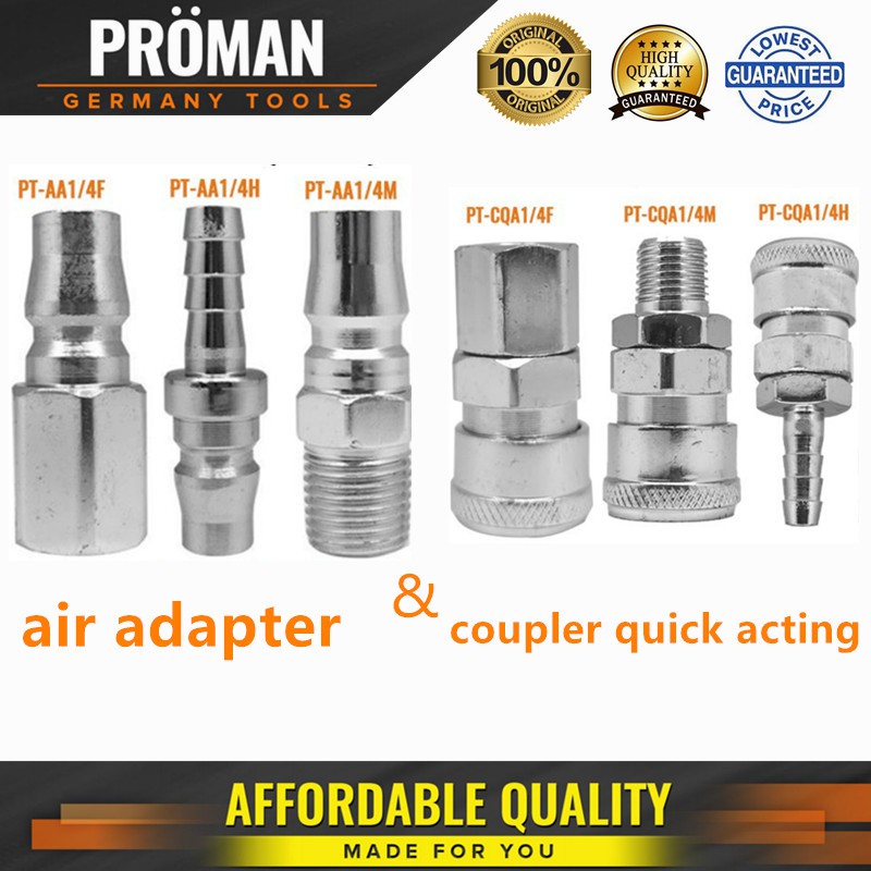 Proman Compressor Hose Coupling 1/4 Air Quick Release Coupler Connector ...