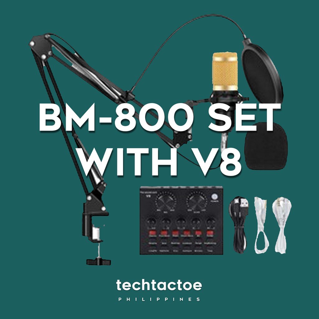 BM-800 Condenser Microphone Kit With V8 Multifunctional Live Sound Card | Shopee Philippines