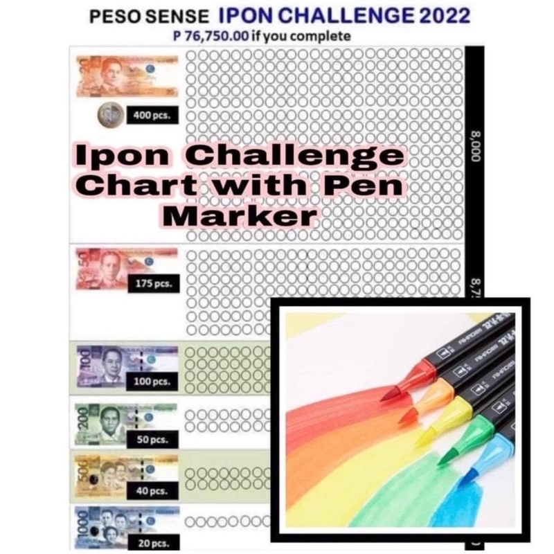 Peso Sense Ipon Challenge Chart and Pen | Shopee Philippines