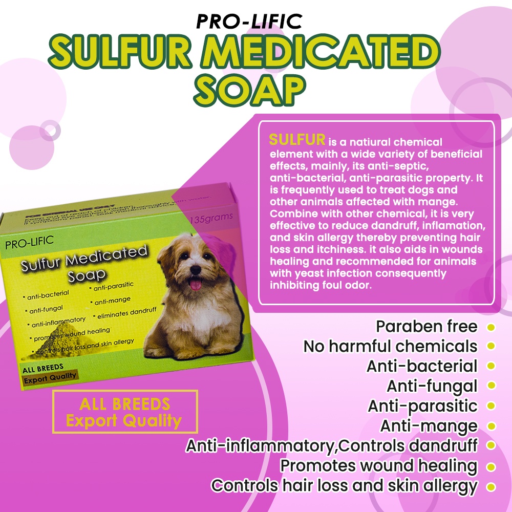 LKJ-Prolific Sulfur Medicated Soap For Cats & Dogs 135g Anti Parasitic ...