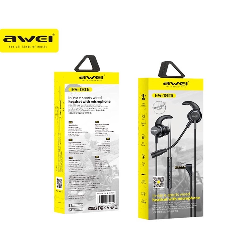 5 star E-Mall Awei ES-180i In-Ear e-sport/Gaming 3.5mm Wired Control ...