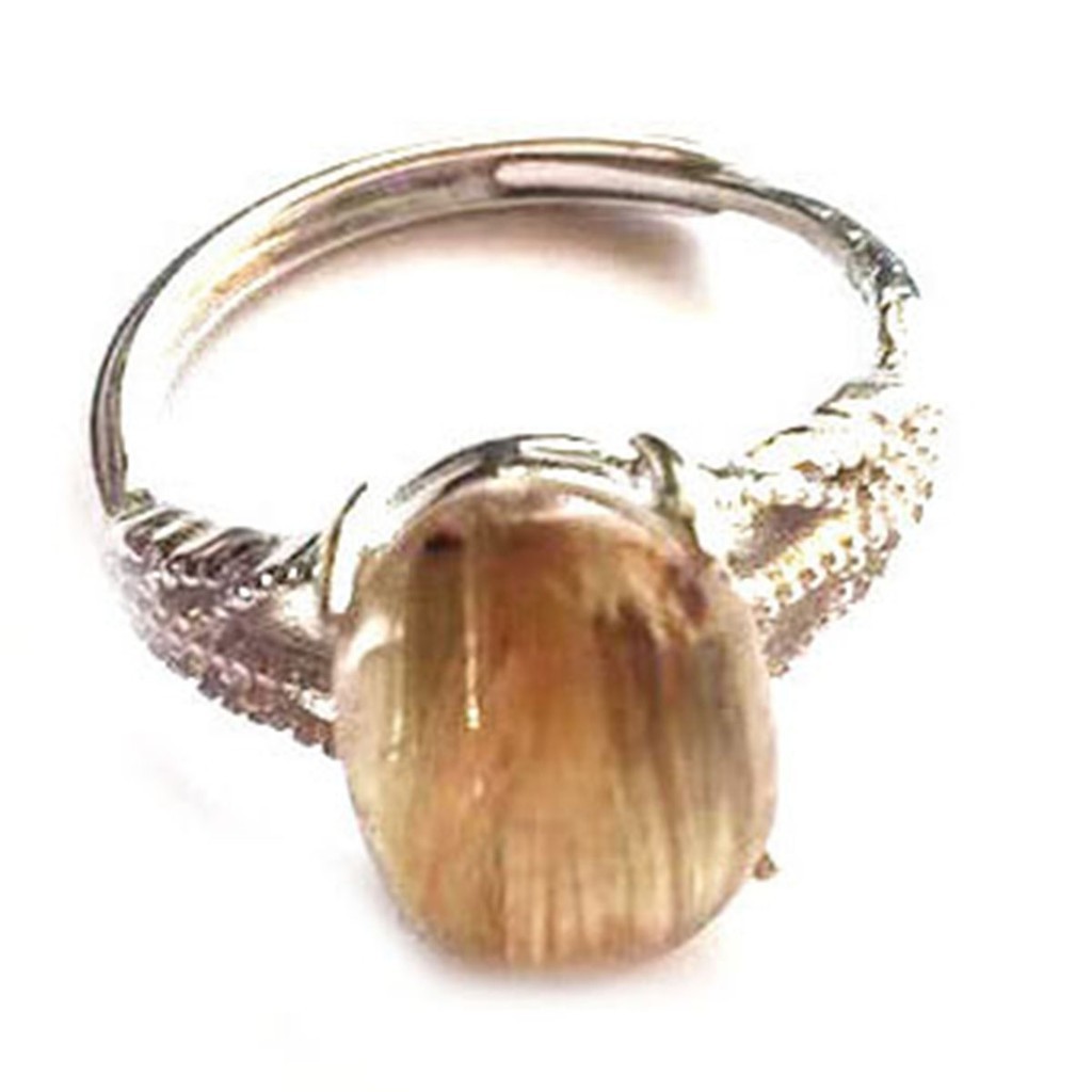 5A Genuine Rutilated Quartz S925 Sterling Silver Adjustable Ring ...