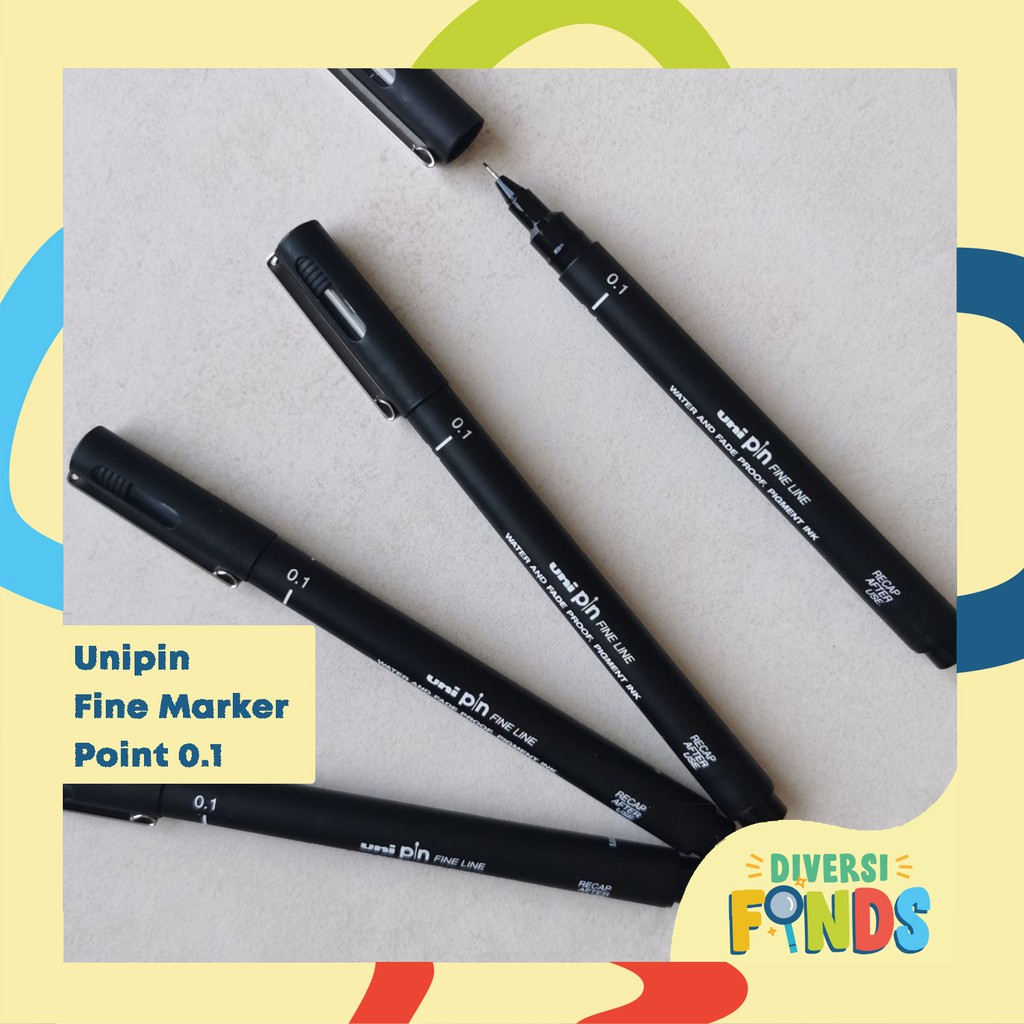 Unipin Uni pin Fine Line Drawing Pen BLACK- Water and Fade Proof ...