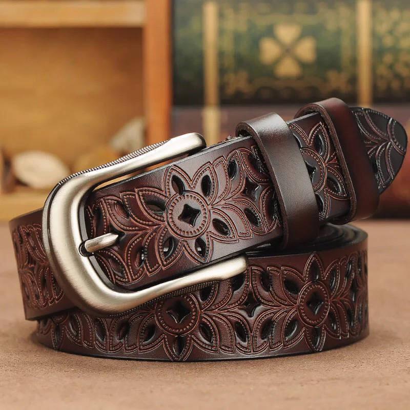 Genuine Leather Belts for Women Second Layer Cowskin Women Belt Vintage ...