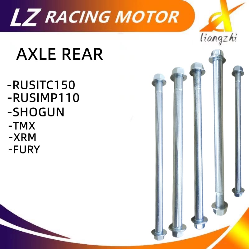 MOTORCYCLE PARTS REAR AXLE XRM, TMX, SHOGUN, RUSI MP110, RUSI TC150 ...