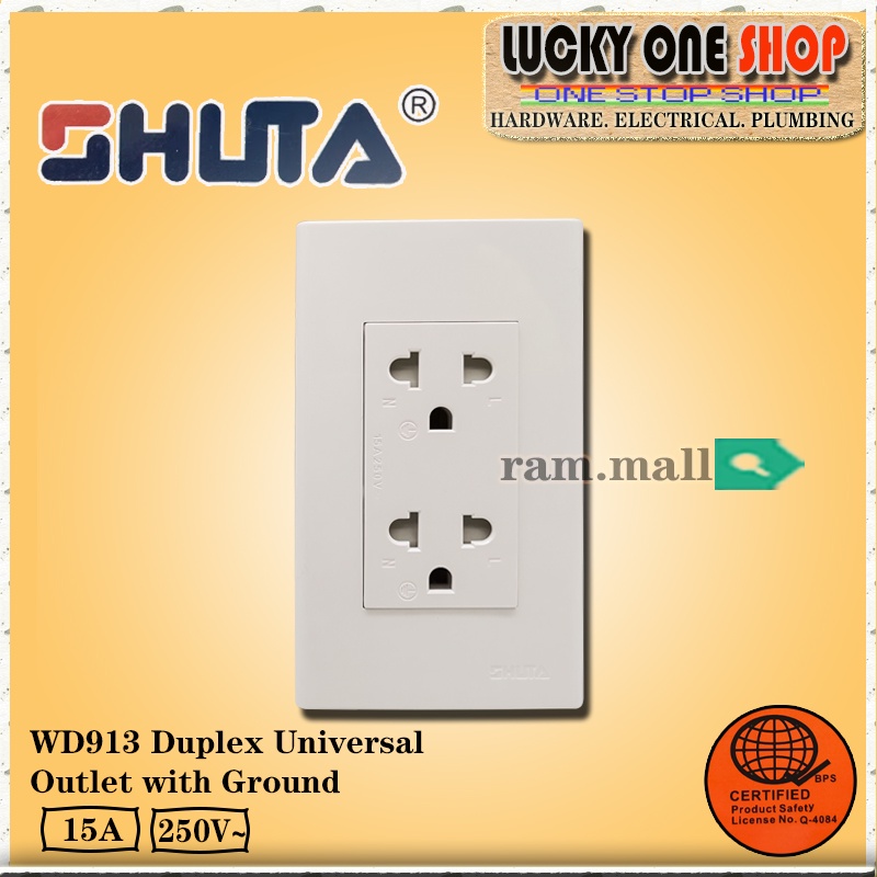 SHUTA WD913 Wide Series Duplex Universal Outlet ( 15A / 250V ) | Shopee ...