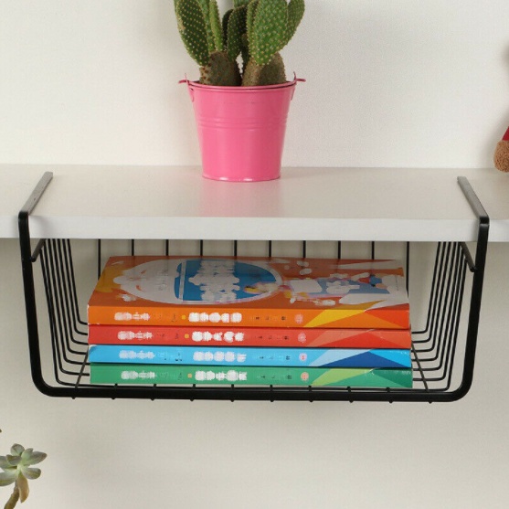 Under Shelf Table Storage Basket Rack Desk Wire Cabinet Hanging Rack ...