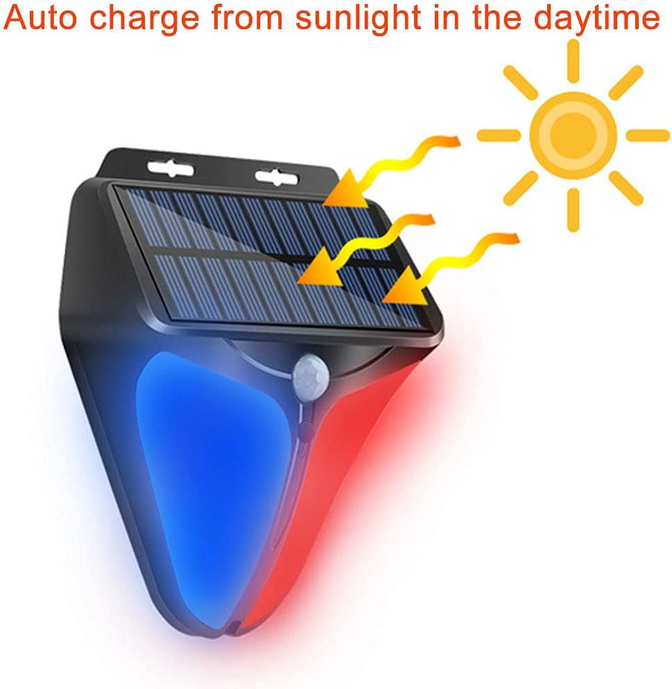 Solar Security Alarm 110db Sound & Light Alarm Human Body Sensor ...