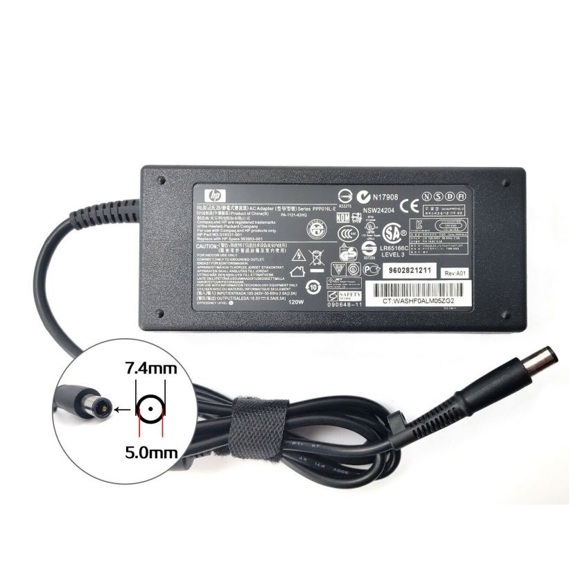 Laptop Charger 120W 18.5V 6.5A 7.4mm*5.0mm TPN-AA06 AC Adapter For HP ...