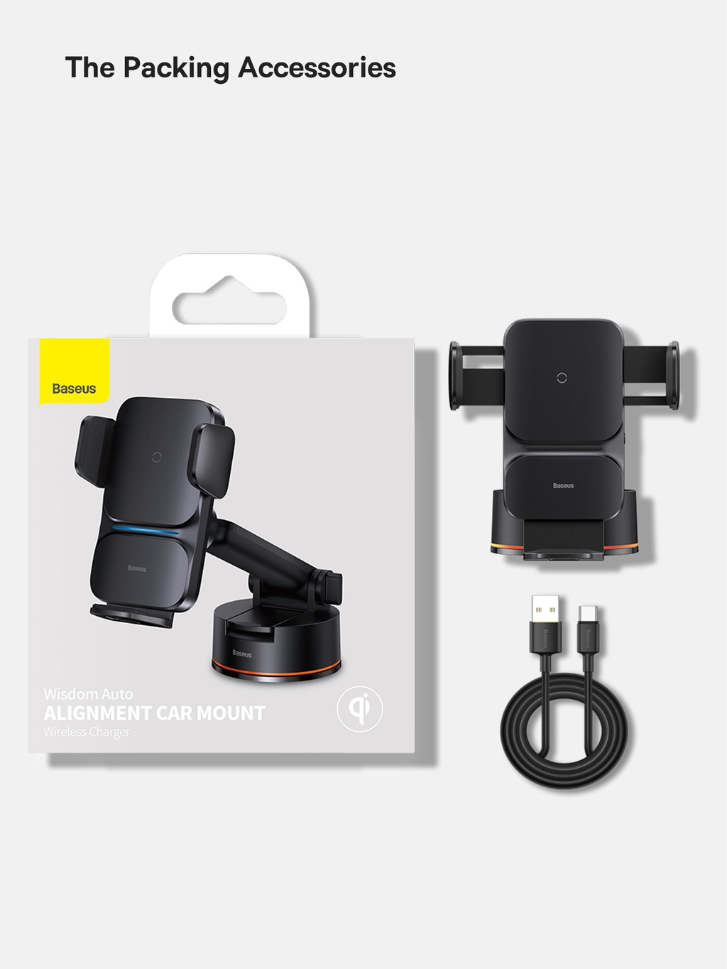 Baseus Wisdom Auto Alignment Car Mount Wireless Charger | Shopee ...