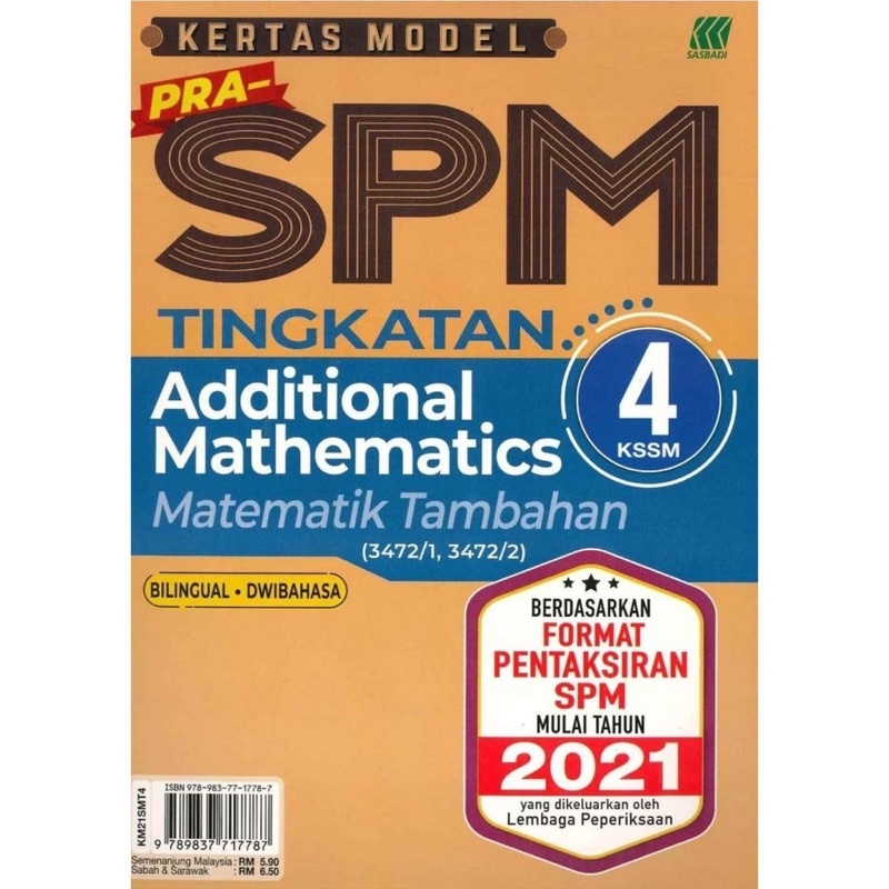 Additional Mathematics/Mathematics Additional Pre-SPM Sasbadi Model ...