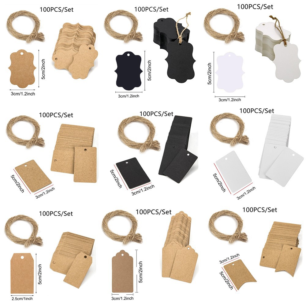 Blank label tag 100 PCS Kraft Paper Gift Tags Wedding Brown Rectangle ...
